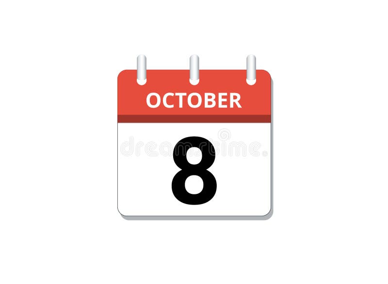 October, 8th Calendar Icon Vector, Concept of Schedule, Business and ...