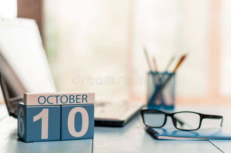 October 10th. Day 10 of Month, Calendar on Blue Tea Cup at Doctor ...