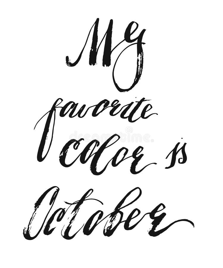 October. Typographic Design. Black Hand Lettering Text Isolated on ...