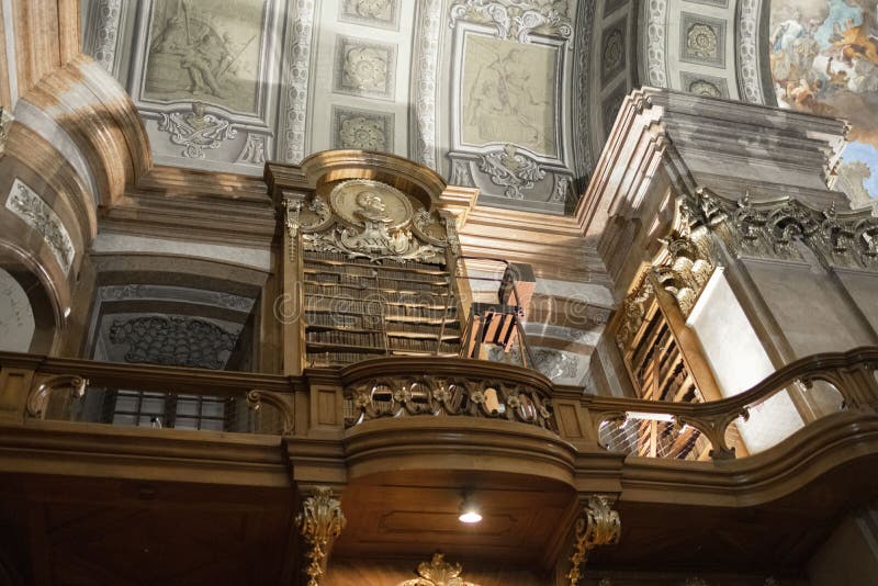 Old Big Library with Many Shelfs.Big Old Library Editorial Image ...