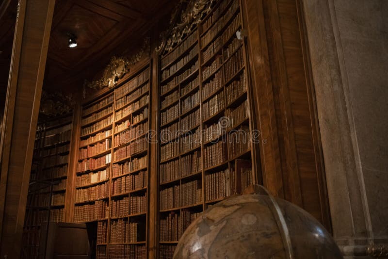 Old Big Library with Many Shelfs.Big Old Library Editorial Image ...