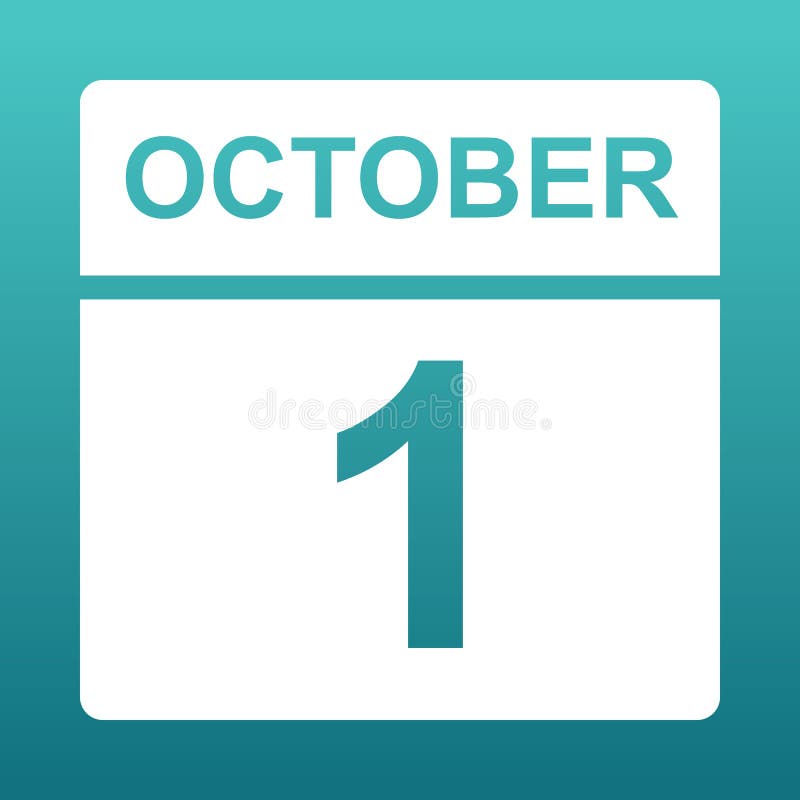 October 1. White Calendar on a Colored Background. Day on the Calendar ...