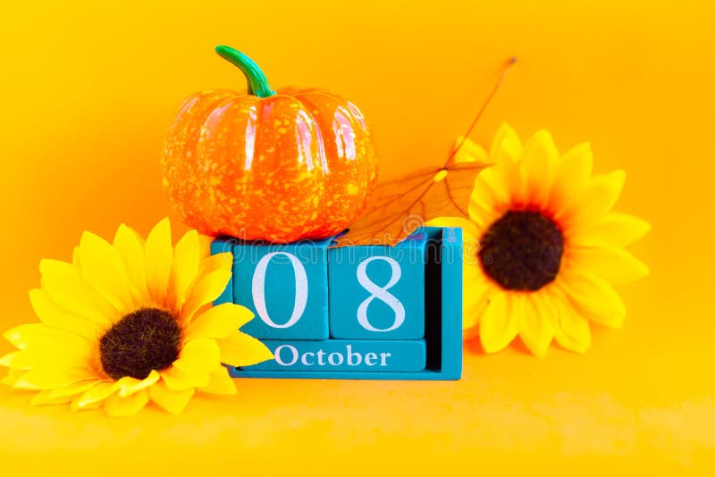 October 8. Wooden Cube Calendar with Month and Date Stock Photo - Image ...