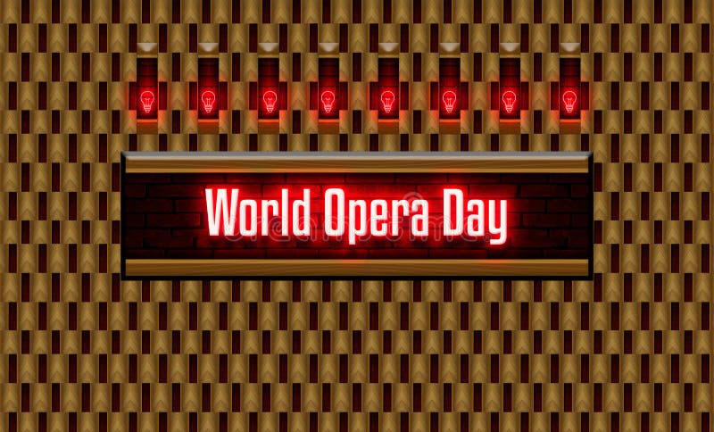 October, World Opera Day, Neon Text Effect on Bricks Background Stock ...