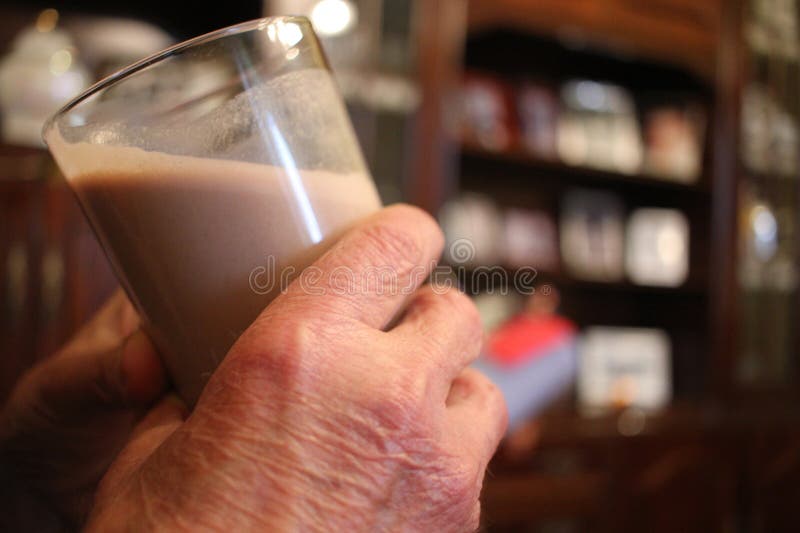 Octogenarian Drinking a Nutrient Packed Shake Stock Image - Image of ...