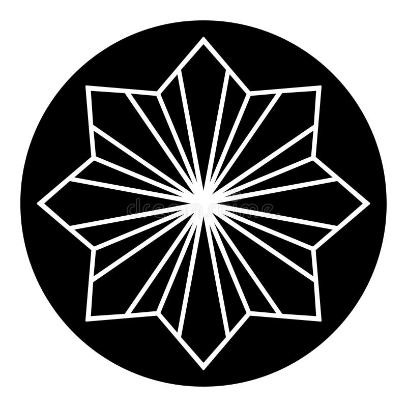 Octogonal Star in a Black Circle Symbol Icon Stock Illustration ...