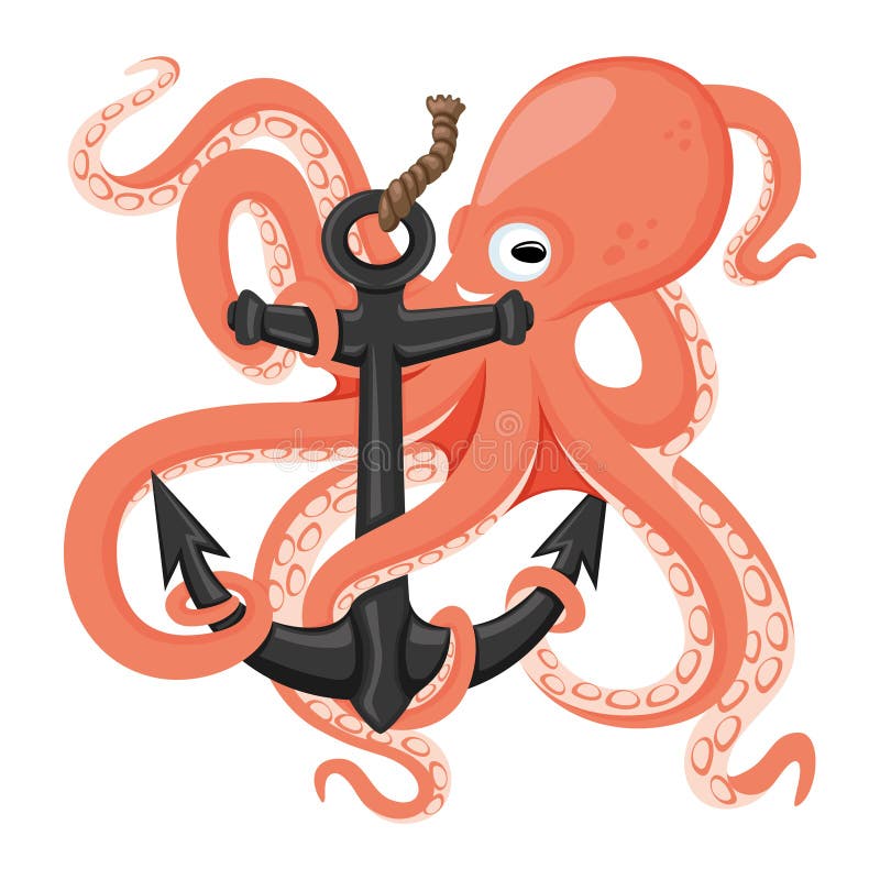 Octopus Anchor stock vector. Illustration of monster - 104830971