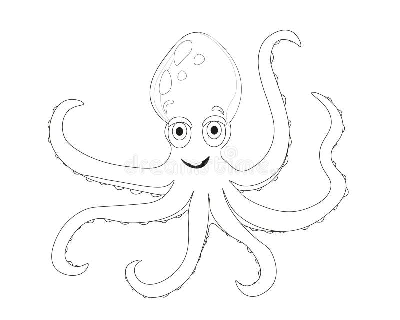 Octopus Line Drawing Vector Illustration Stock Vector - Illustration of ...