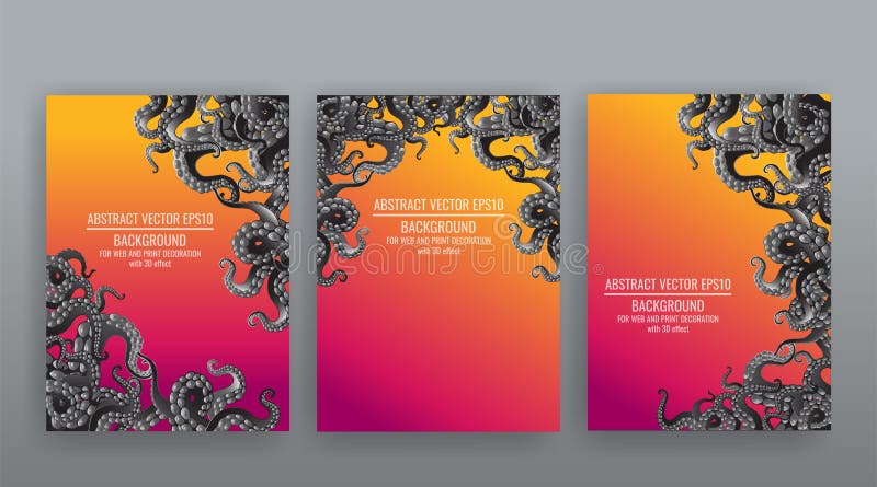 Octopus Abstract Frame Design, Creative Ocean Doodle, Cute Decoration ...