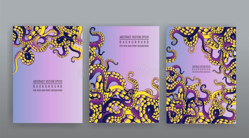 Octopus Abstract Frame Design, Creative Ocean Doodle, Cute Decoration ...