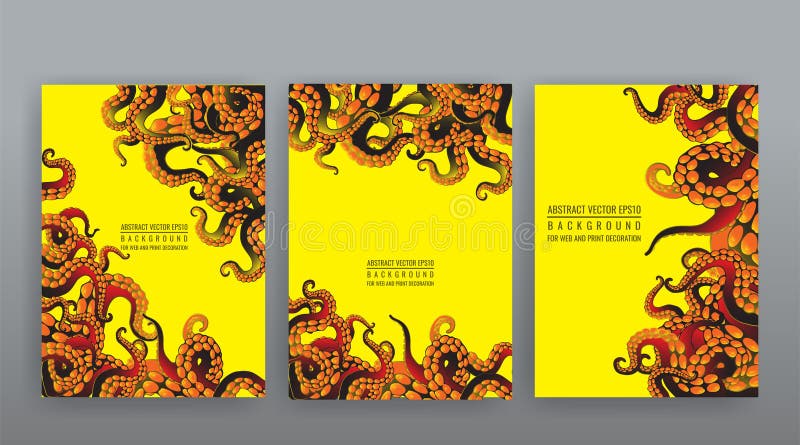 Octopus Abstract Frame Design, Creative Ocean Doodle, Cute Decoration ...