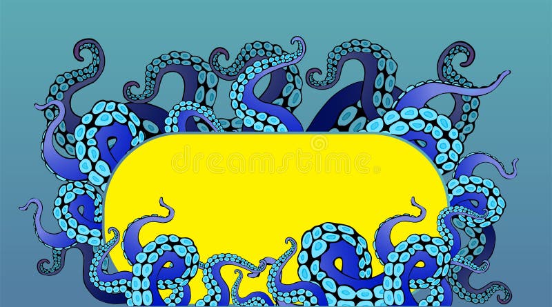 Octopus Abstract Frame Design, Creative Ocean Doodle, Cute Decoration ...