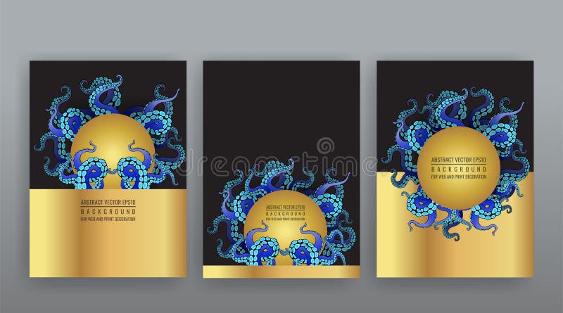 Octopus Abstract Frame Design, Creative Ocean Doodle, Cute Decoration ...