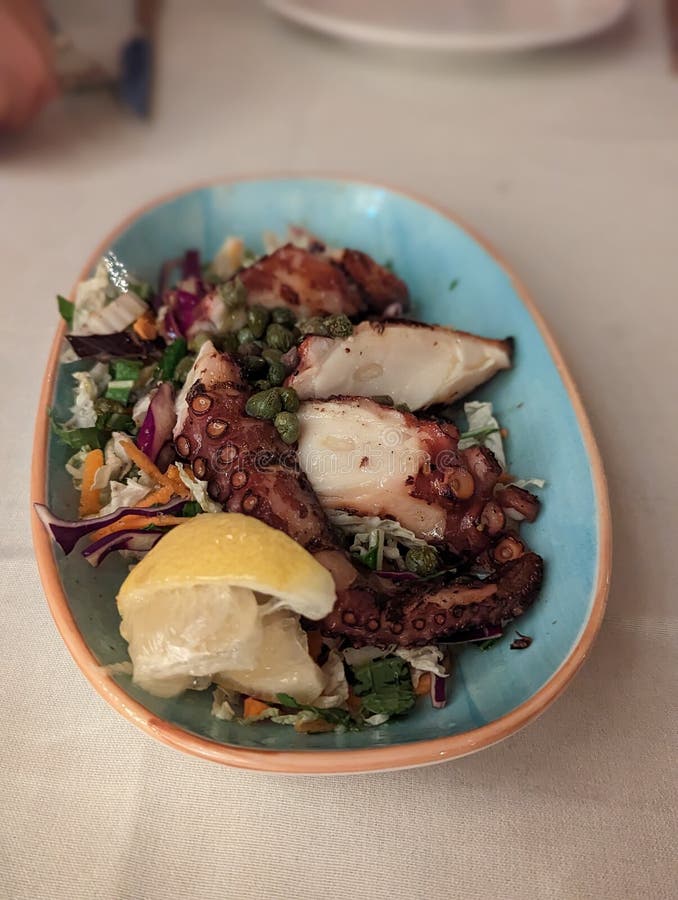 Octopus appetizer lemon stock photo. Image of vegetable - 265244742
