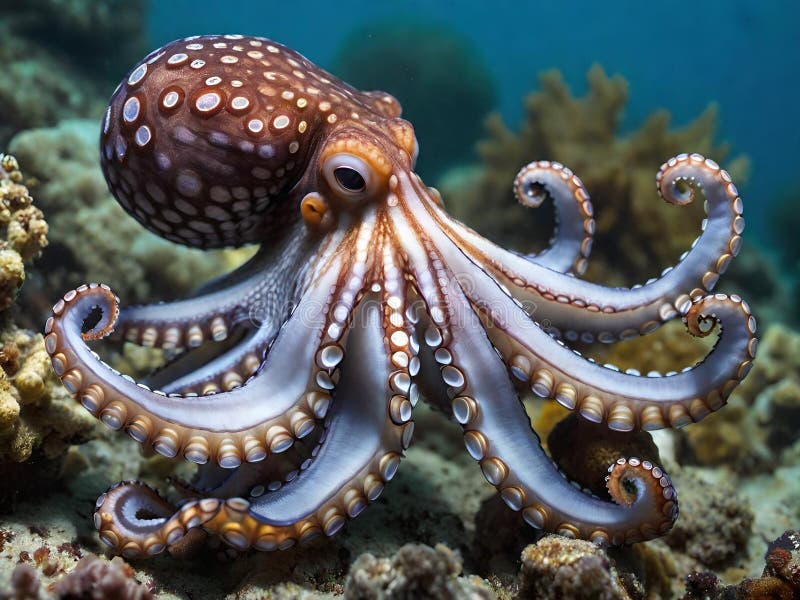 Octopus in the aquarium stock illustration. Illustration of exotic ...