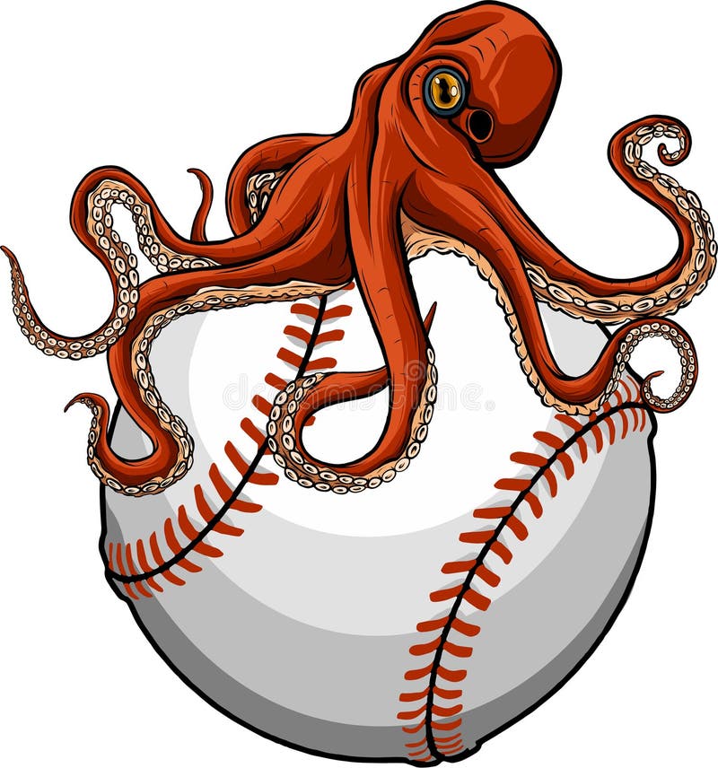 Octopus on Baseball Ball Vector Illustration Design Stock Vector ...