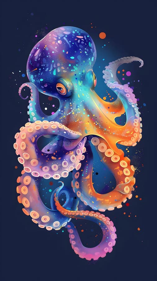 Octopus and Beautiful Underwater Scenery, Underwater Scene with ...