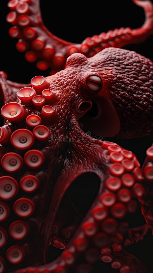 Octopus on Black Background. Close Up View of Octopus Tentacles Stock ...