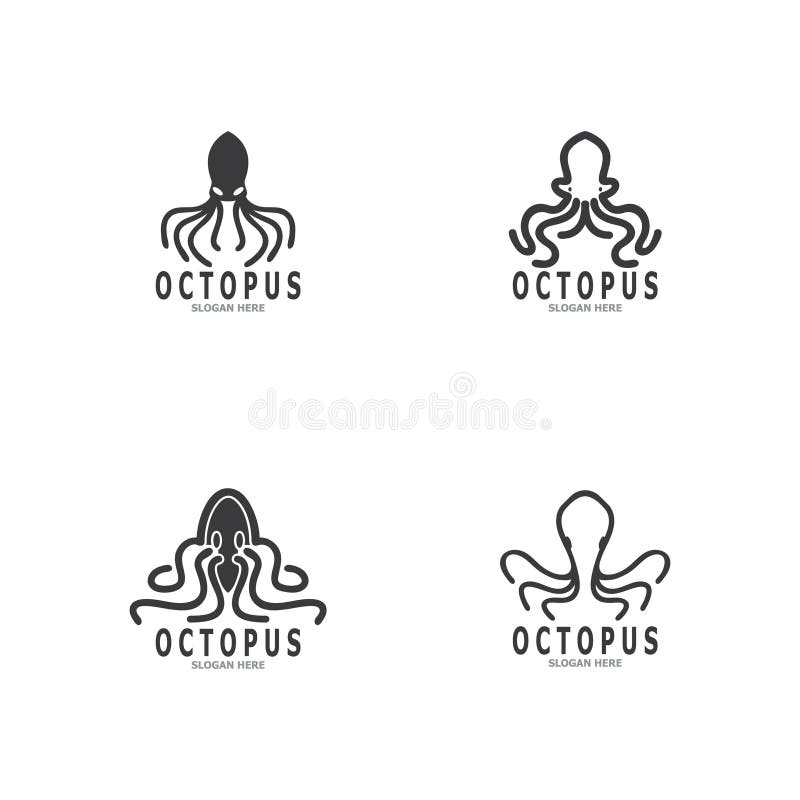 Octopus Black Silhouette Logo and Symbol Template Illustration Stock ...