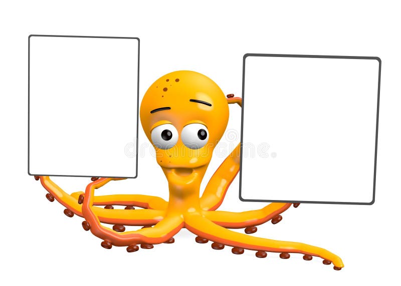 Cartoon octopus - confused stock illustration. Illustration of ...
