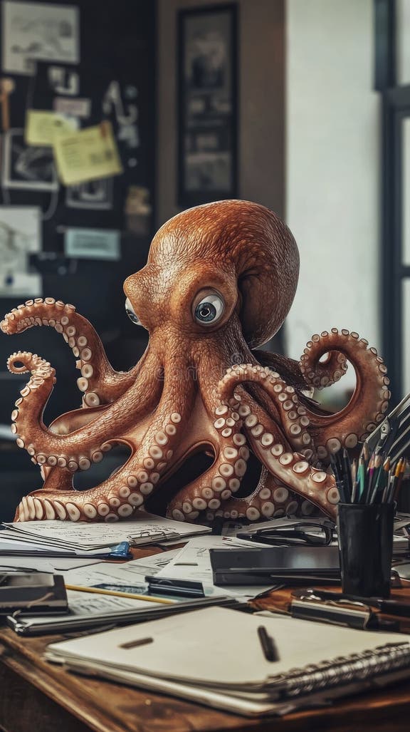 Octopus Blending into a Busy Creative Work Environment Stock ...