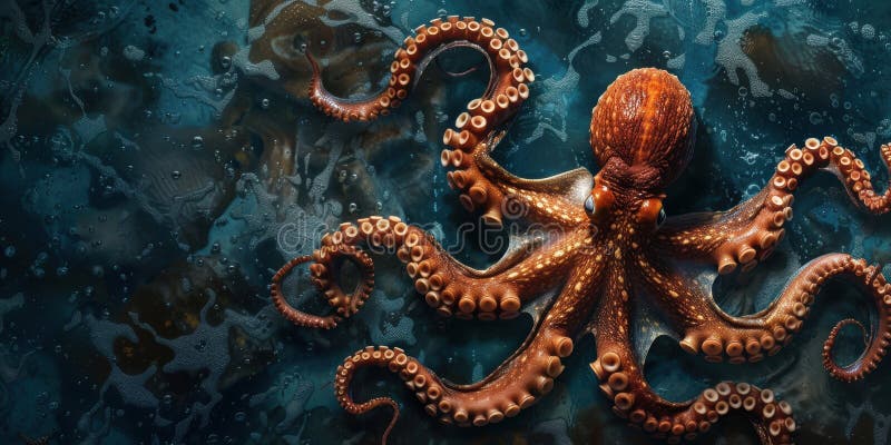 Octopus on a Blue Background. Created by Generative Artificial ...