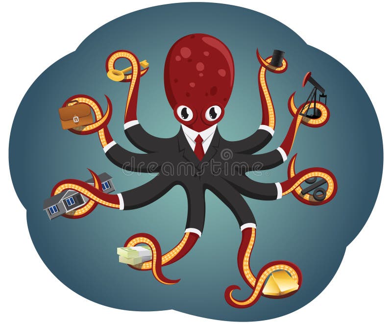 Octopus businessman stock vector. Illustration of briefcase - 53788709