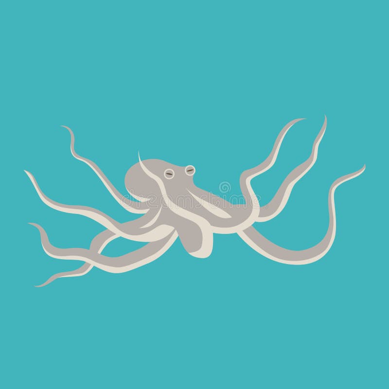 Octopus Cartoon Vector Illustration Flat Style Front Stock Vector ...