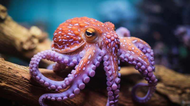 Octopus Changing Color Closeup Underwater Stock Illustration ...