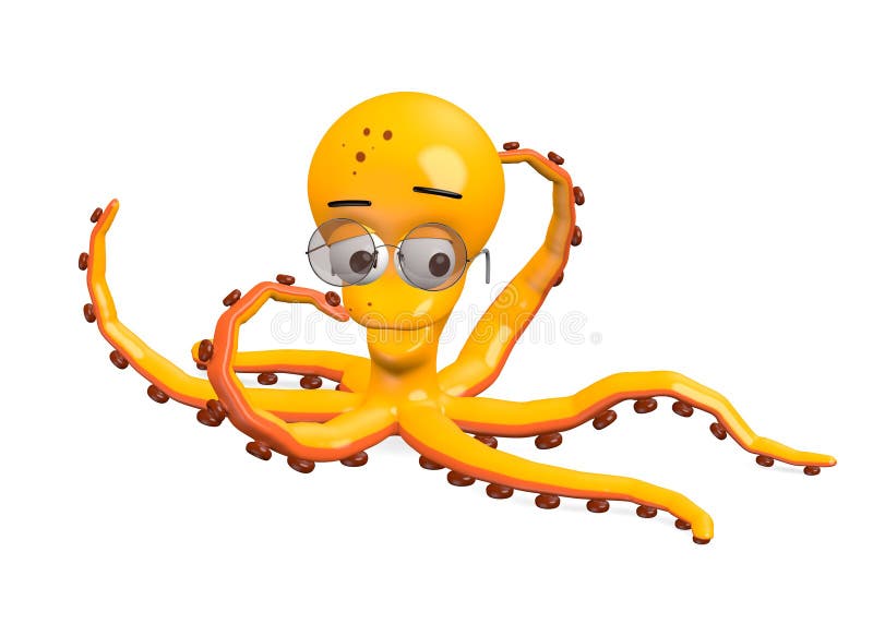 Cartoon octopus - confused stock illustration. Illustration of sqiud ...