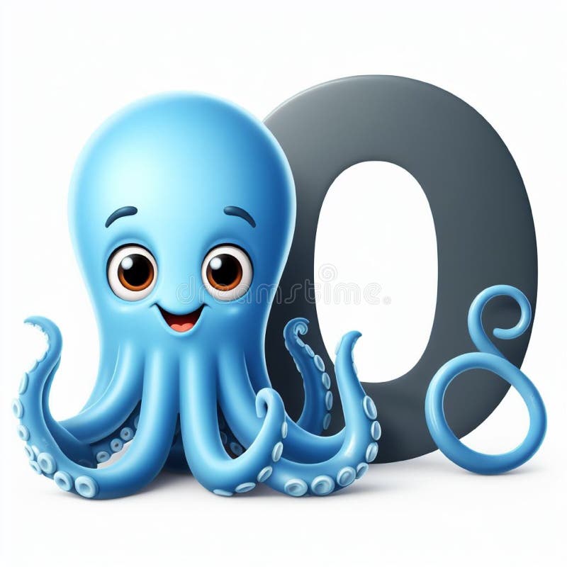 Octopus Clipart and Letter O Stock Illustration - Illustration of ...