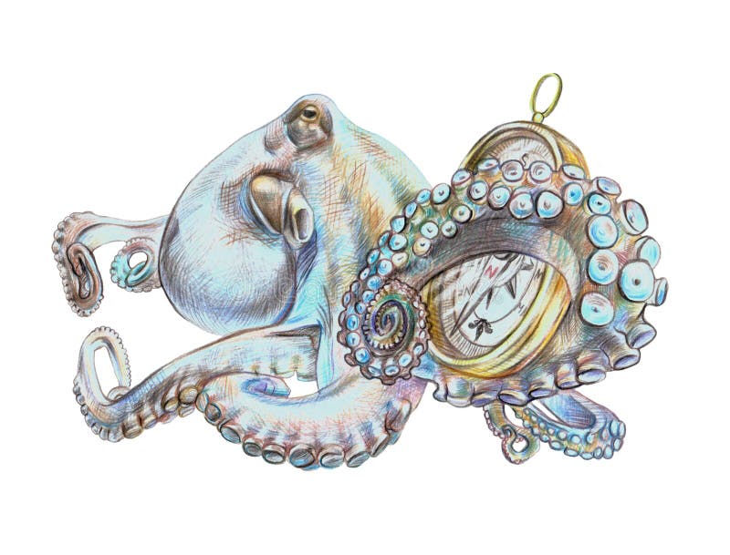 Octopus with pencils stock illustration. Illustration of pancil - 5675398
