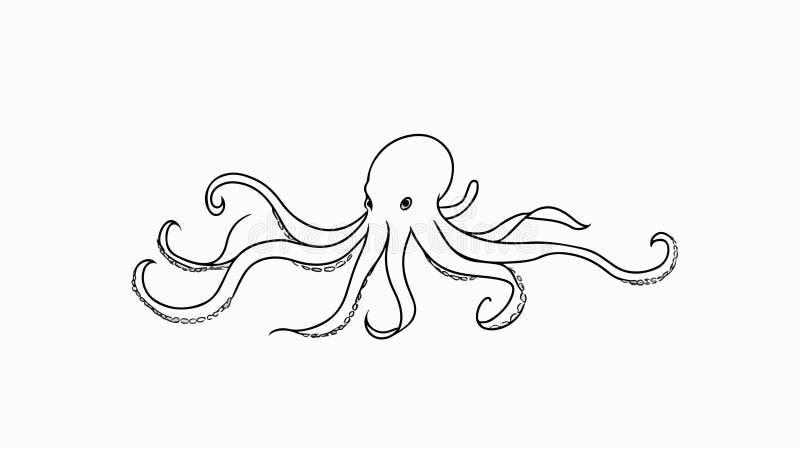 Continuous Line Drawing of Octopus Stock Vector - Illustration of ...