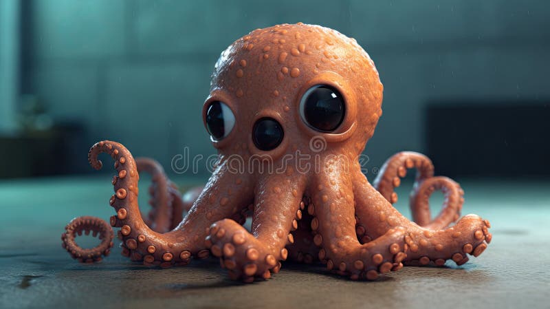 Octopus 3d Cartoon Illustration Stock Illustration - Illustration of ...