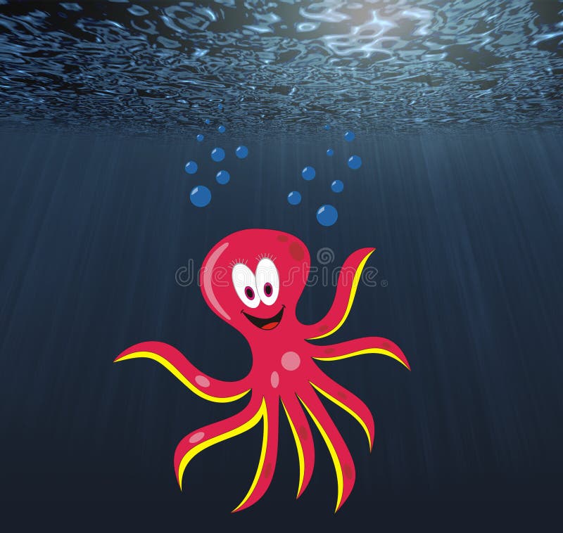 Octopus in the depth stock illustration. Illustration of eight - 50265645