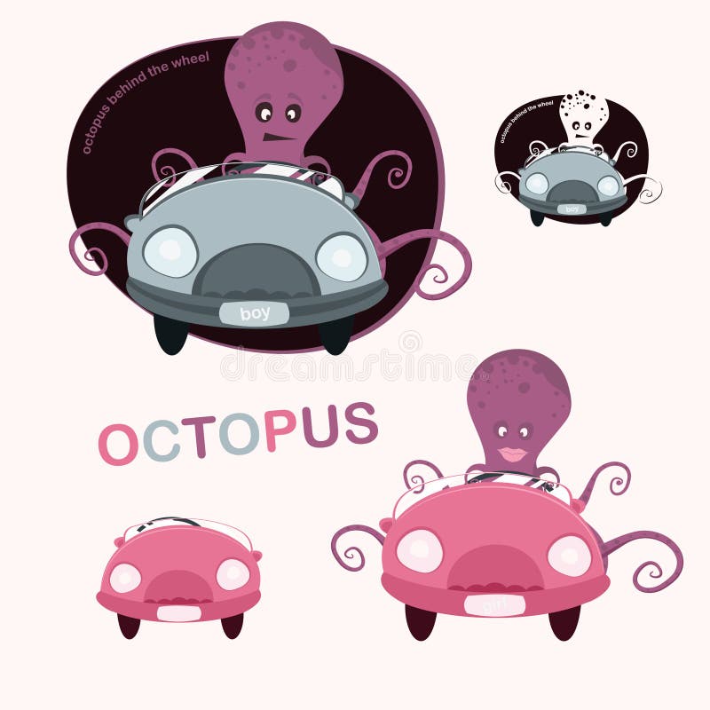 Octopus driving car stock vector. Illustration of inattention - 28460786