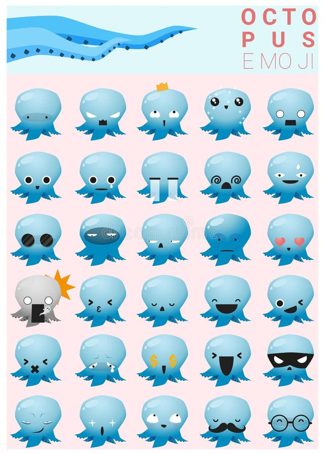 Octopus emoji icons stock vector. Illustration of nervous - 71591553