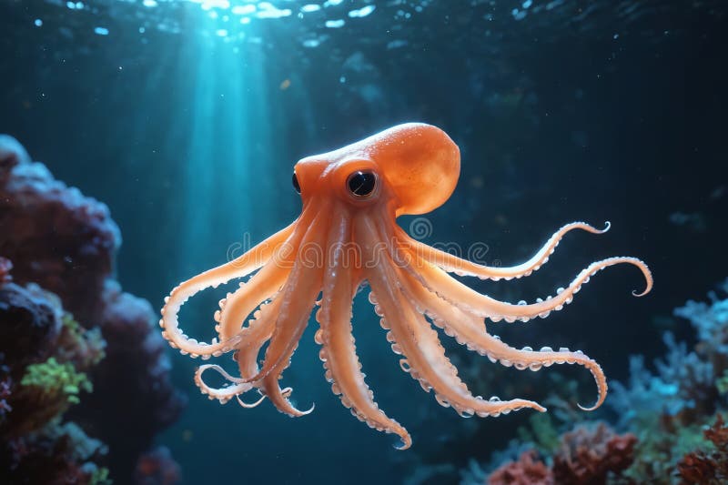 Elegant Octopus Gliding through the Marine Depths Stock Photo - Image ...