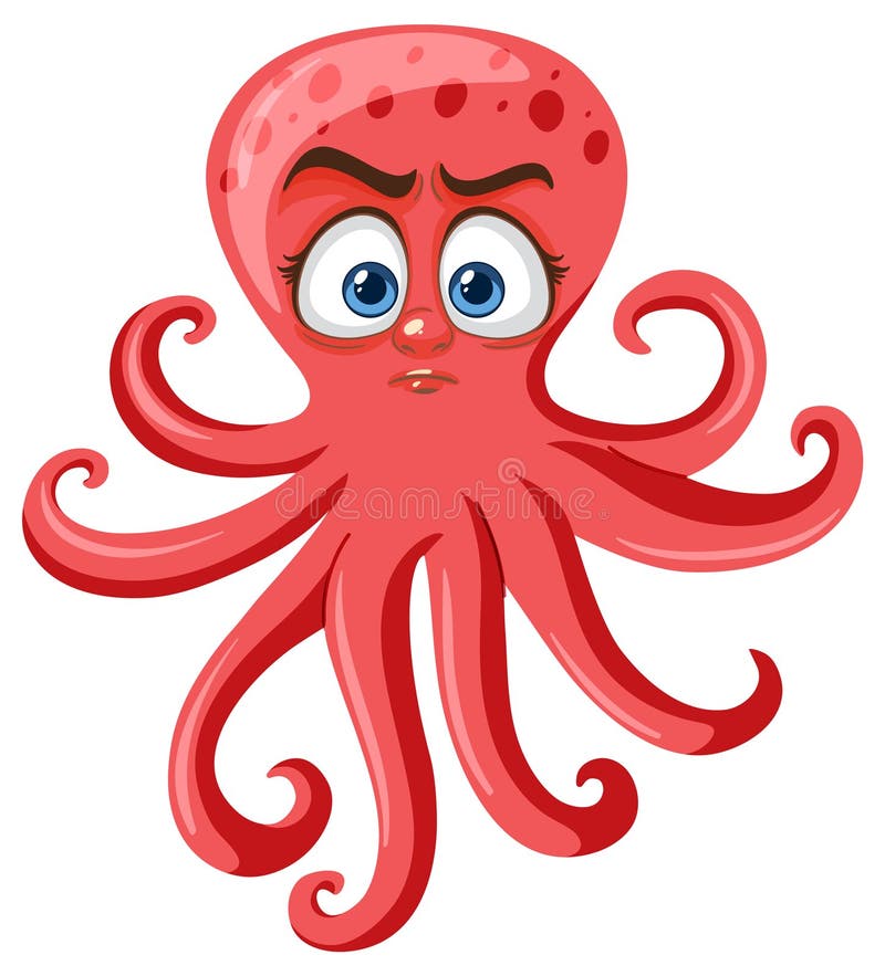 Octopus with Expressive Eyes Stock Vector - Illustration of funny ...
