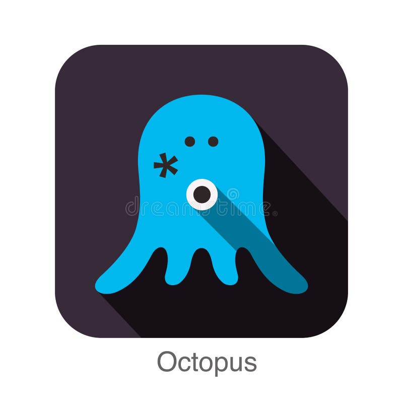 Octopus Face Flat Icon Design. Animal Icons Series Stock Vector ...