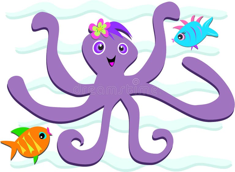 Octopus with Fish Friends stock vector. Illustration of marine - 17223165