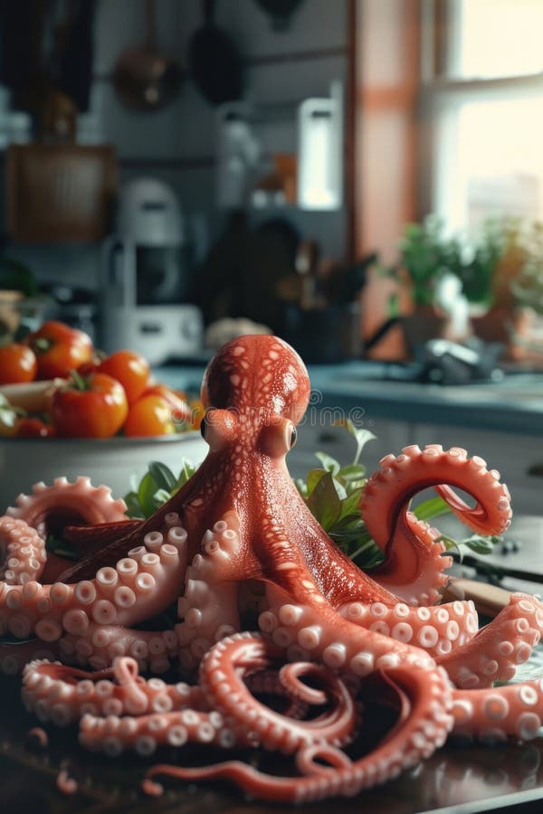 Octopus with Fruit stock photo. Image of decorative - 376116768