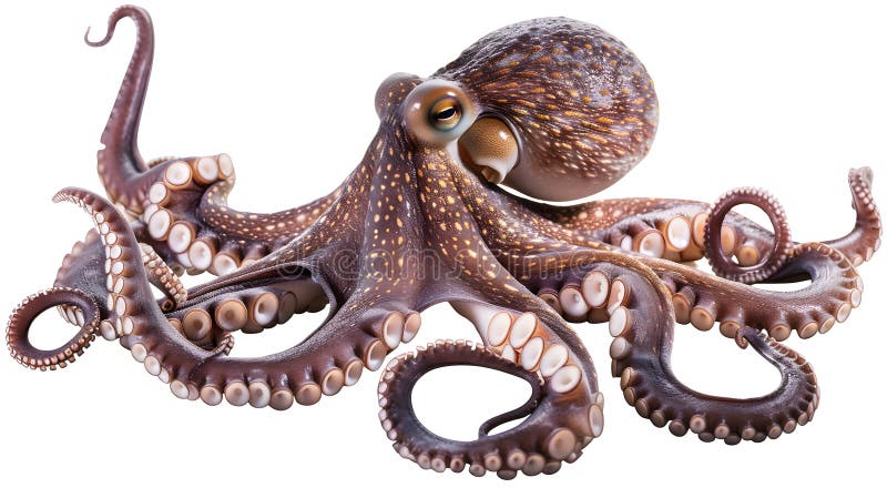 Octopus Full Image on Isolated White Background Stock Image - Image of ...