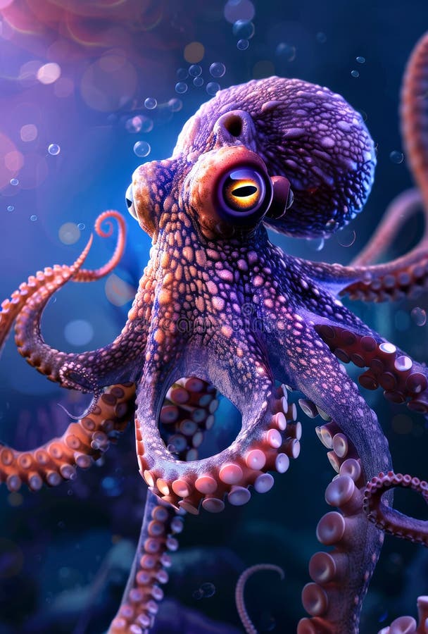 Octopus is Funny Friendly Intelligent Creature Stock Image - Image of ...