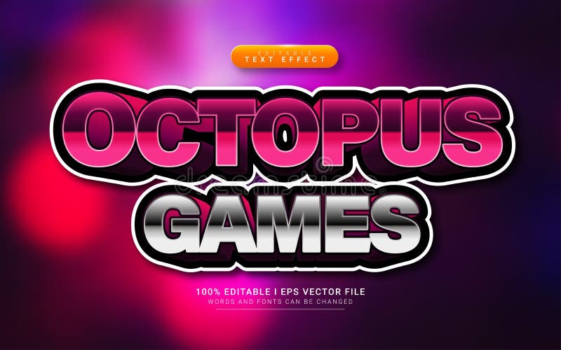 Octopus Games Cartoon 3d Text Style Effect Stock Vector - Illustration ...