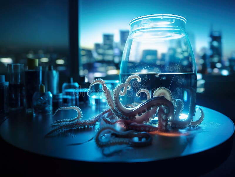 An Octopus in a Glass Jar on a Table. AI Generative Image Stock ...