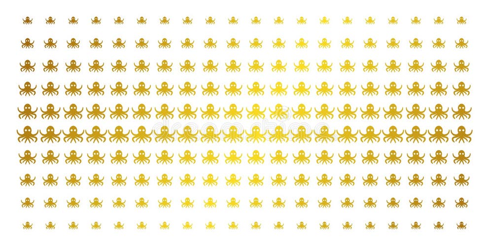Octopus Golden Halftone Grid Stock Vector - Illustration of monster ...