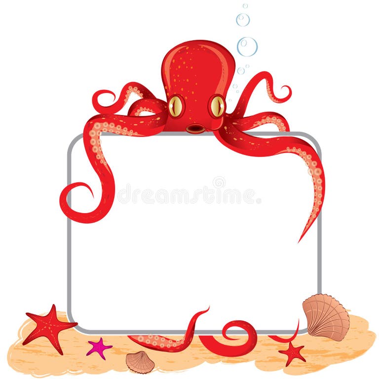 Octopus holding a sign stock vector. Illustration of marine - 25223725