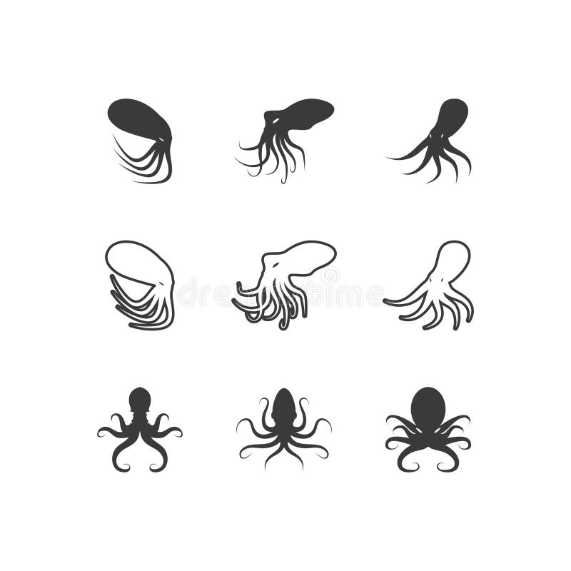 Octopus Icon and Symbol Vector Template Illustration Stock Illustration ...