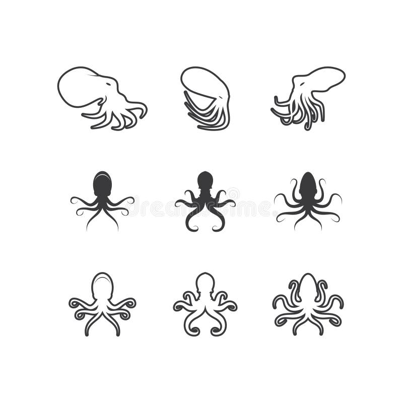 Octopus Icon and Symbol Vector Template Illustration Stock Illustration ...